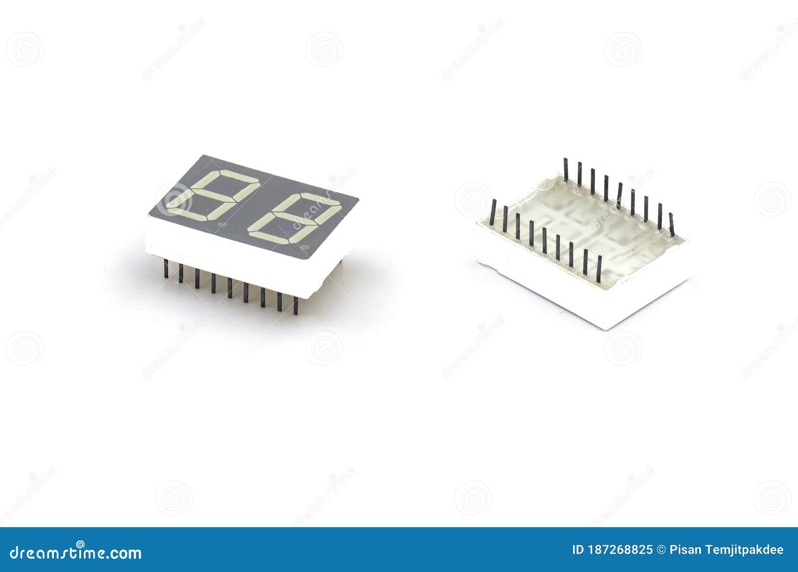 Seven-segment Indicator Electronic Spare Parts Isolated on the Gray ...