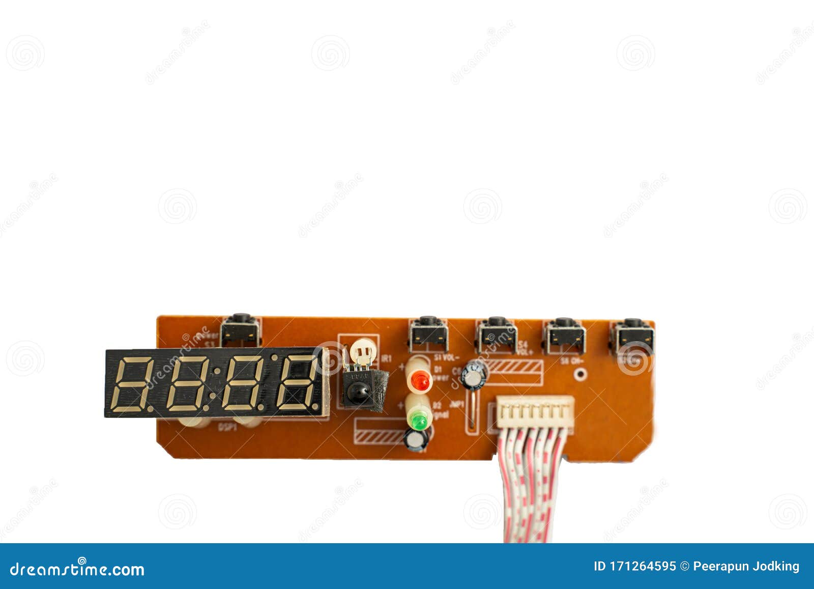 Bar Of Seven Segment LED Indicators Isolated On White Background ...