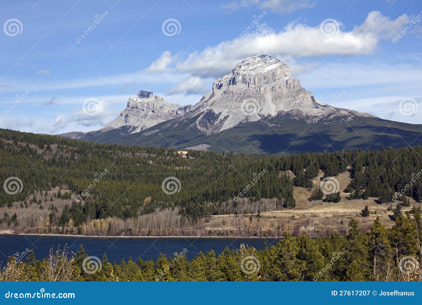Seven Sisters Mountain and Crowsnest Mountain Stock Image - Image of ...