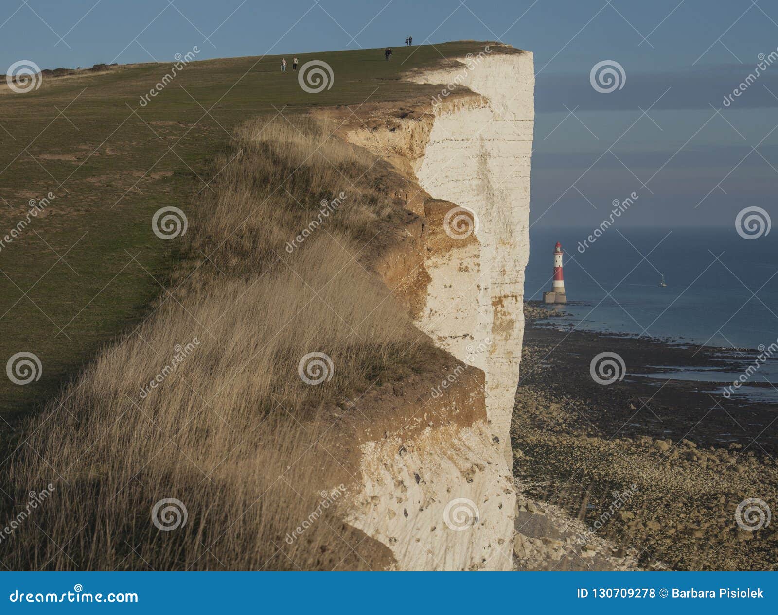 Seven Sisters - White Cliffs, a Lighthouse and Blue Seas on a Bright ...