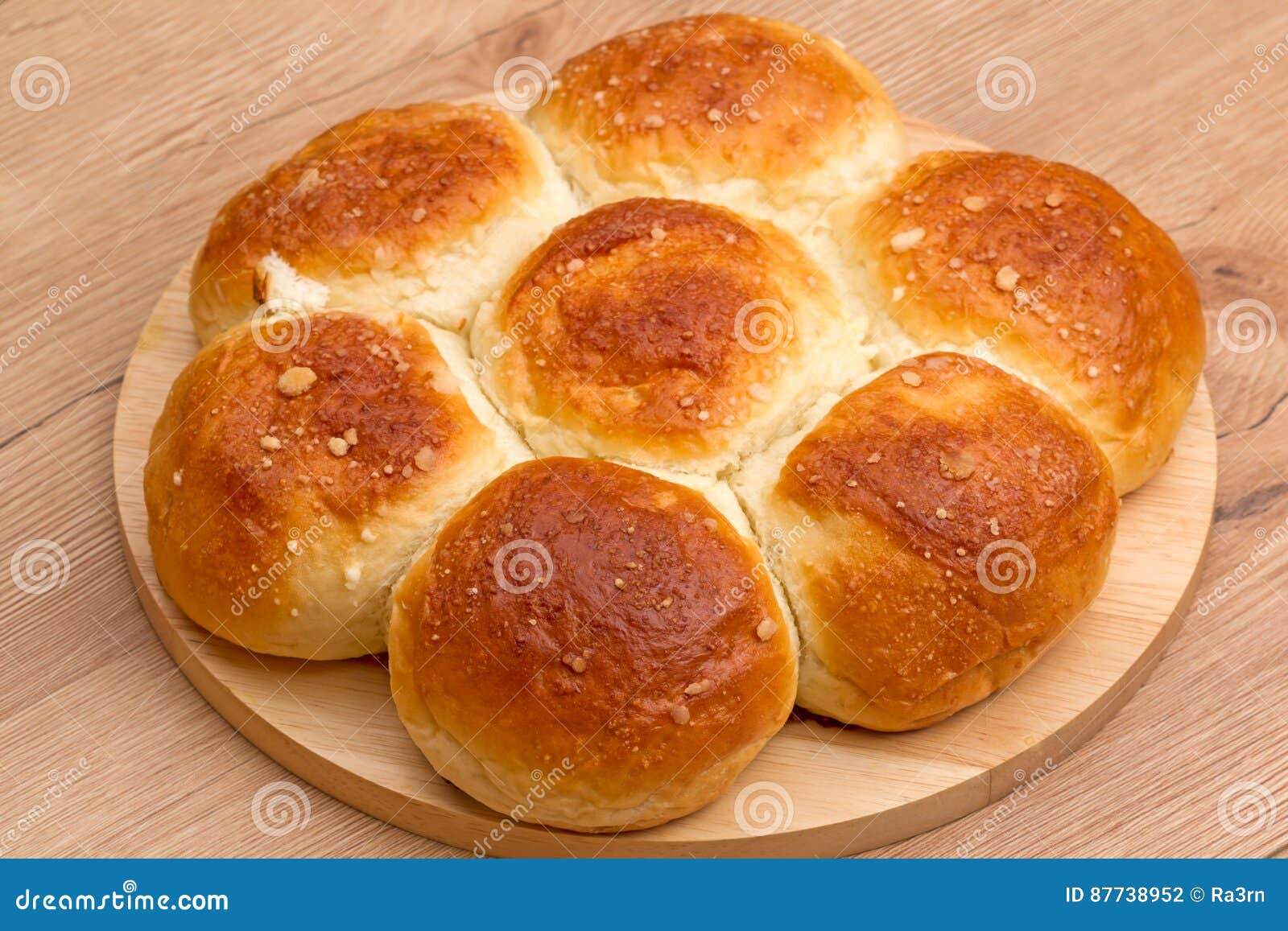 Seven small buns_ stock photo. Image of board, cereal - 87738952