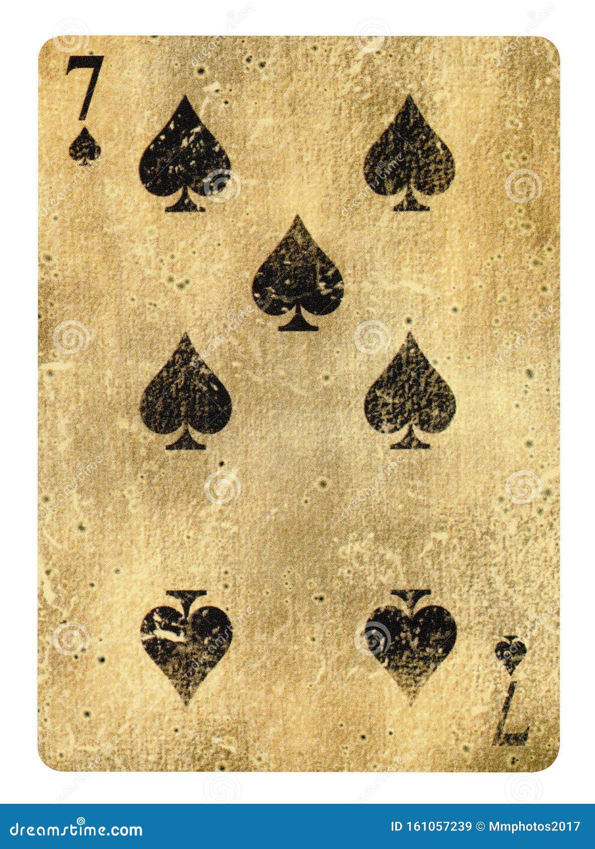 Seven Of Spades Vintage Playing Card Isolated On White Stock Image Image Of Background