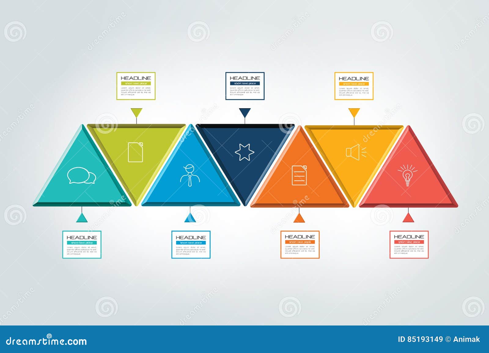 Seven Steps Chart, Template, Scheme, Tab. Stock Vector - Illustration ...