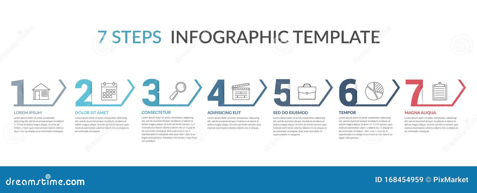 Seven Steps Infographic Template Stock Vector - Illustration of arrows ...
