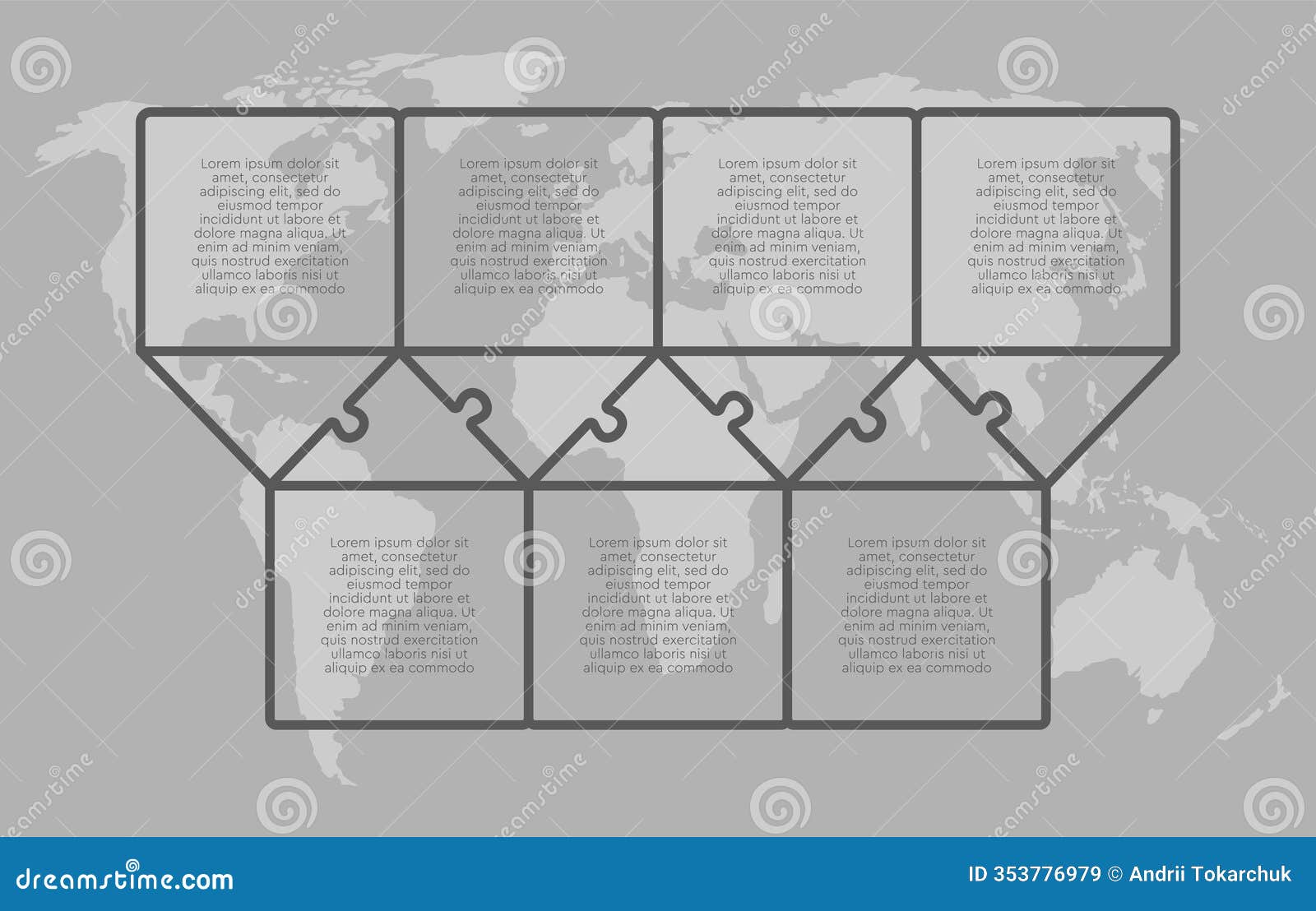 Seven Steps Line Infographic, Puzzle Timeline Stock Illustration ...