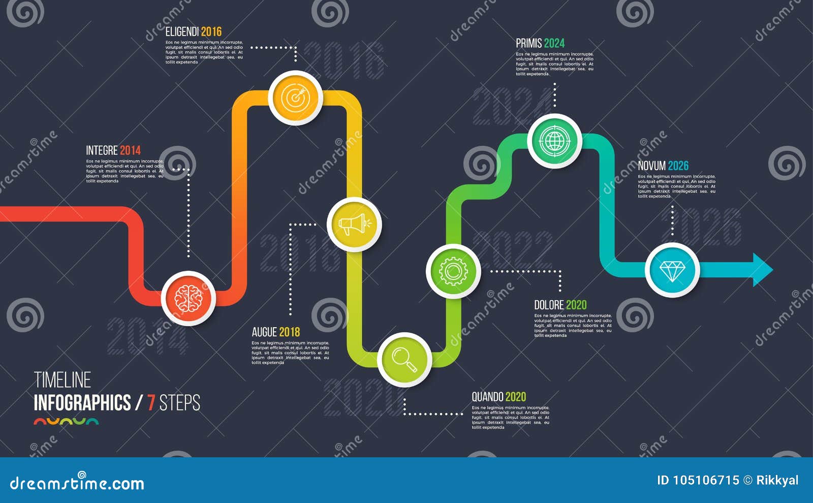 Seven Steps Timeline Or Milestone Infographic Chart. Cartoon Vector ...