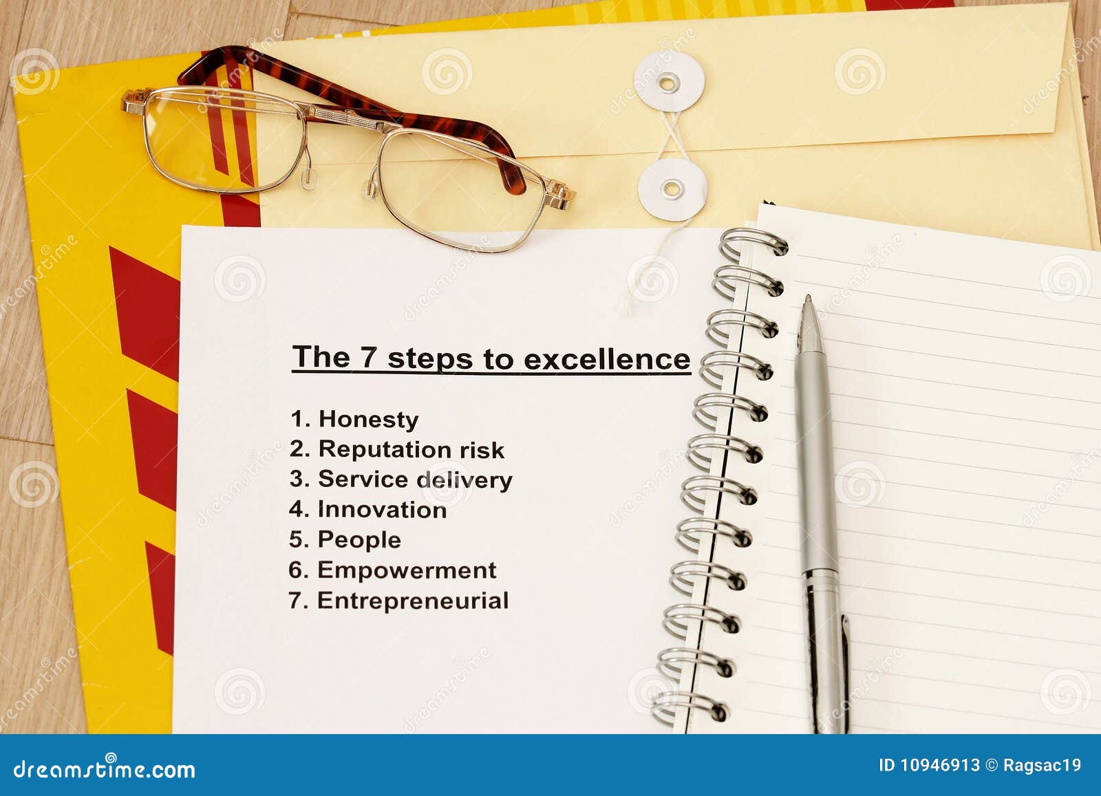 7 Steps To Excellence Concept - With Table Of Contents Royalty-Free ...