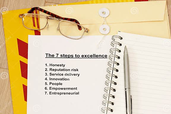 Seven steps to excellence stock image. Image of document - 10946913