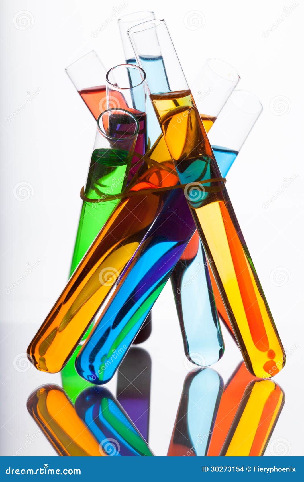 Test Tubes with Colored Liquid in the Spectrum Colors on a White Stock ...