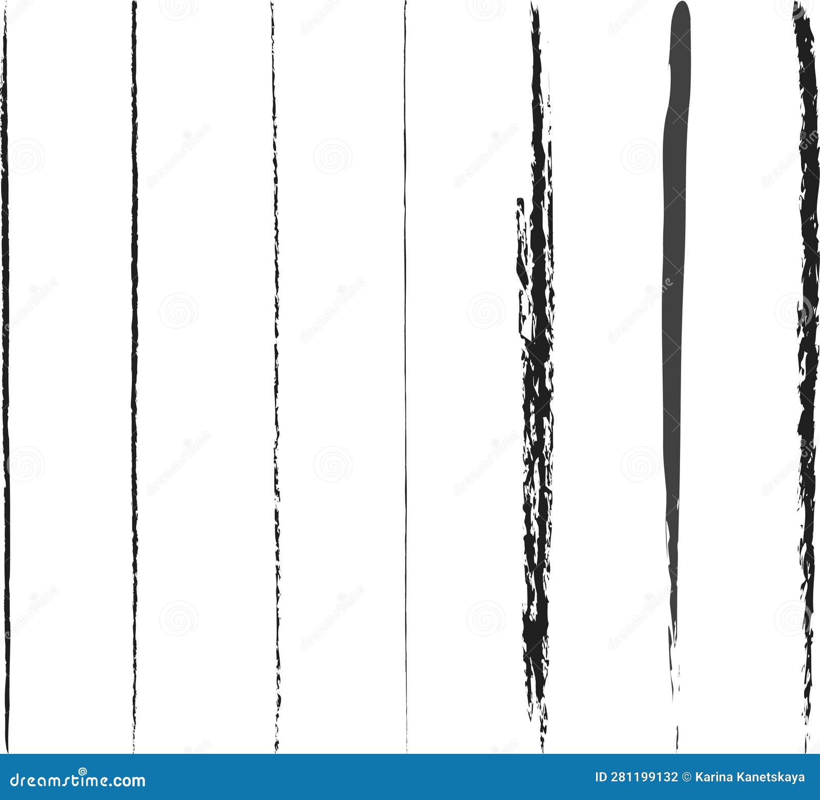 Seven Thin Lines of Black Chalk on a White Background Stock Vector ...