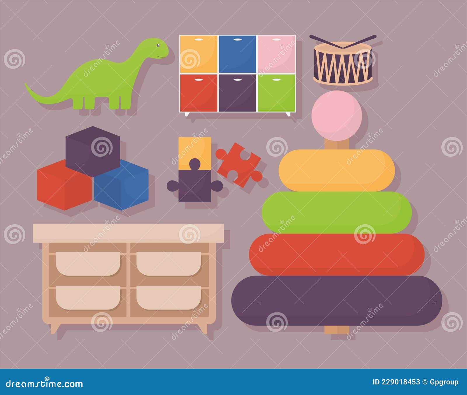 Seven toys design stock vector. Illustration of school - 229018453
