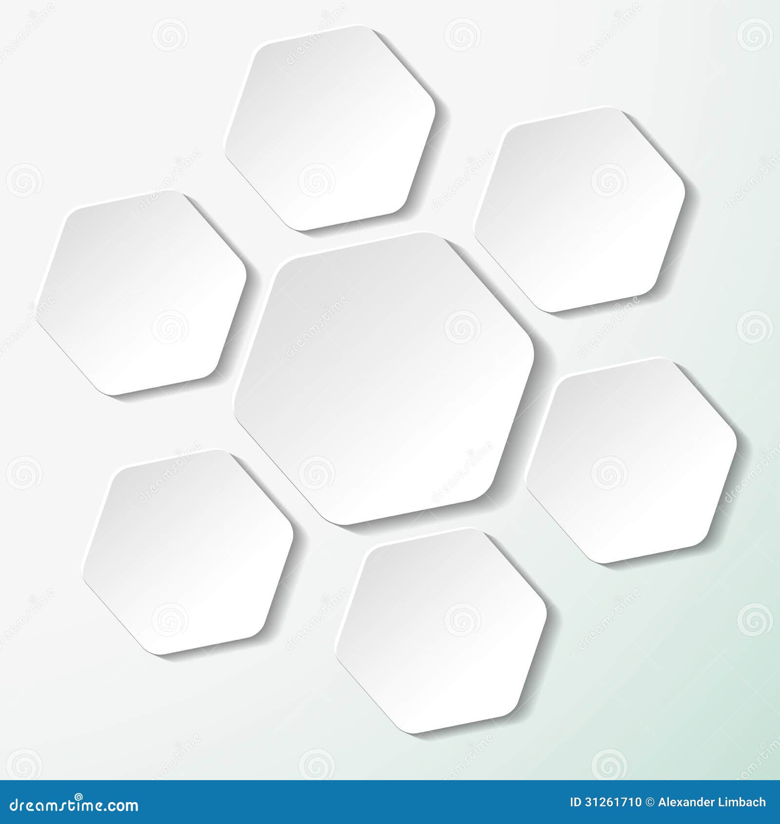 Seven White Paper Hexagon Labels Vector Illustration | CartoonDealer ...