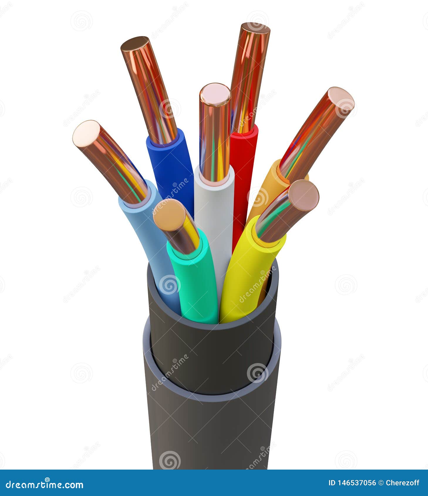 Seven-wire Cable, Different Colors. 3D Illustration Stock Illustration ...