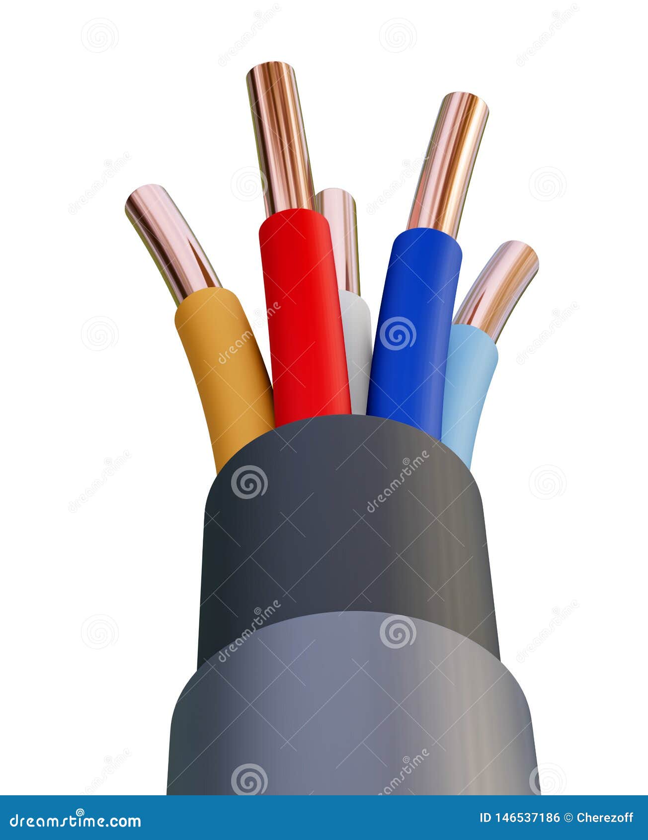 Seven-wire Cable, Different Colors. 3D Illustration Stock Illustration ...