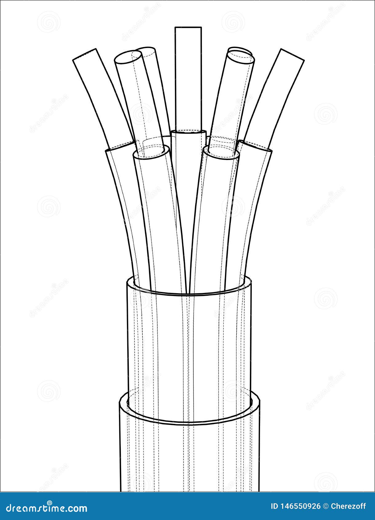 Seven-wire Cable. Wire Frame. Vector Stock Vector - Illustration of ...