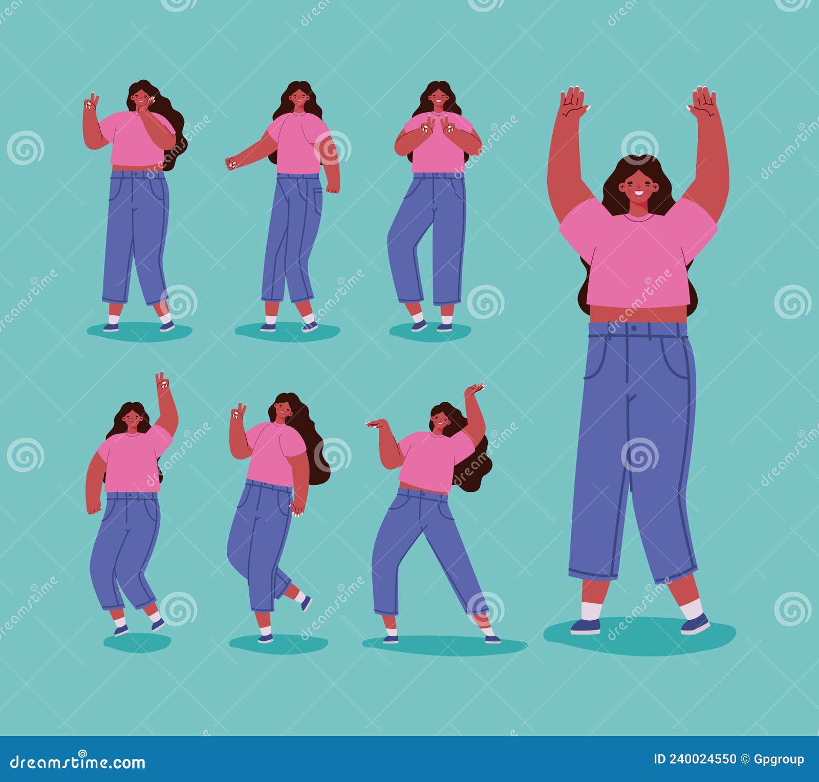 Seven women group stock vector. Illustration of hand - 240024550