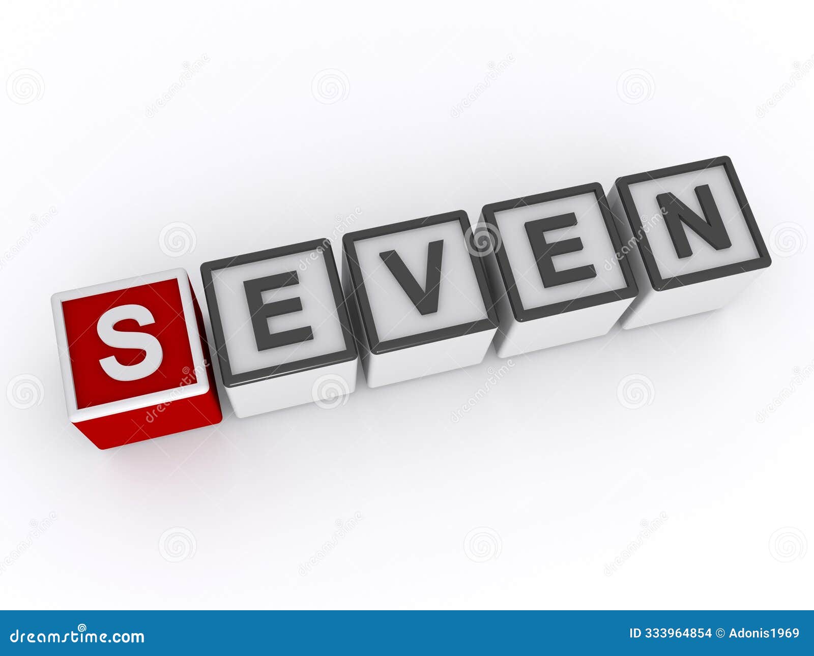 Seven word block on white stock illustration. Illustration of serial ...