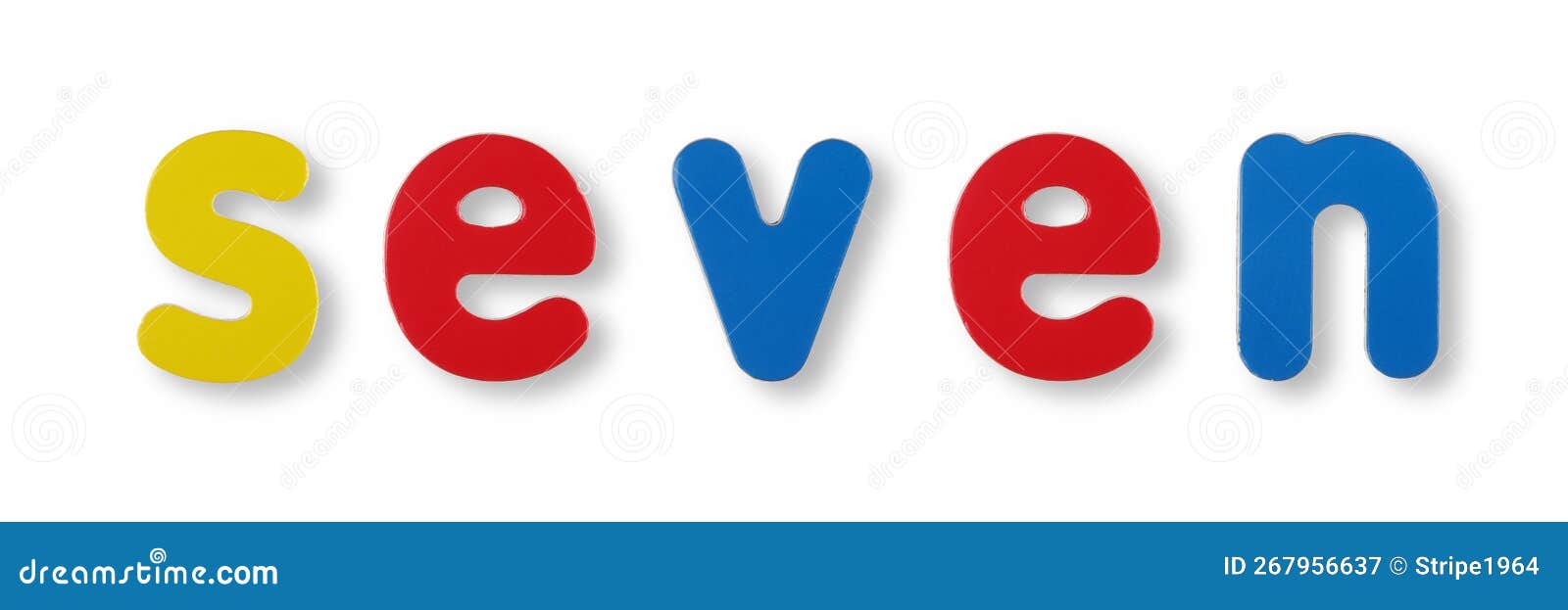 Seven Word in Coloured Magnetic Letters with Clipping Path Concept ...