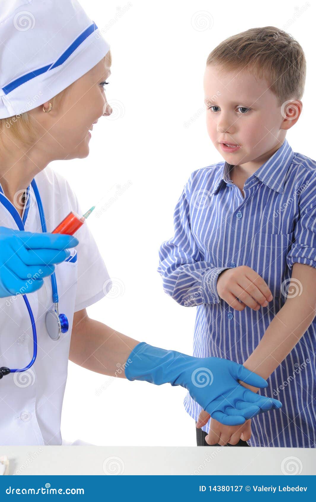Seven-year Boy is Afraid of Injections. Stock Image - Image of isolated ...