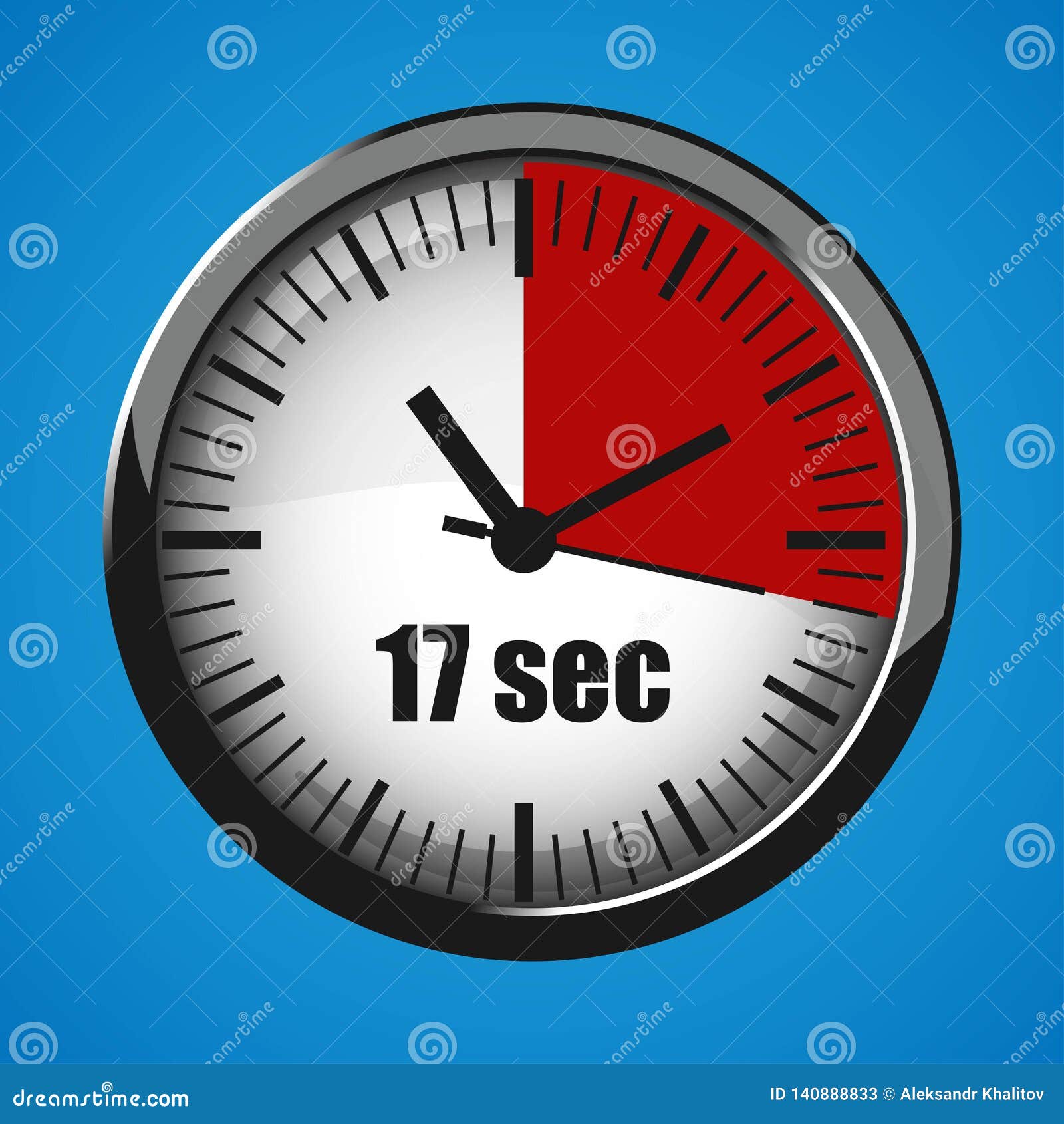 Seventeen Seconds Clock on Blue Background. Clock 3d Icon Stock Illustration - Illustration of ...