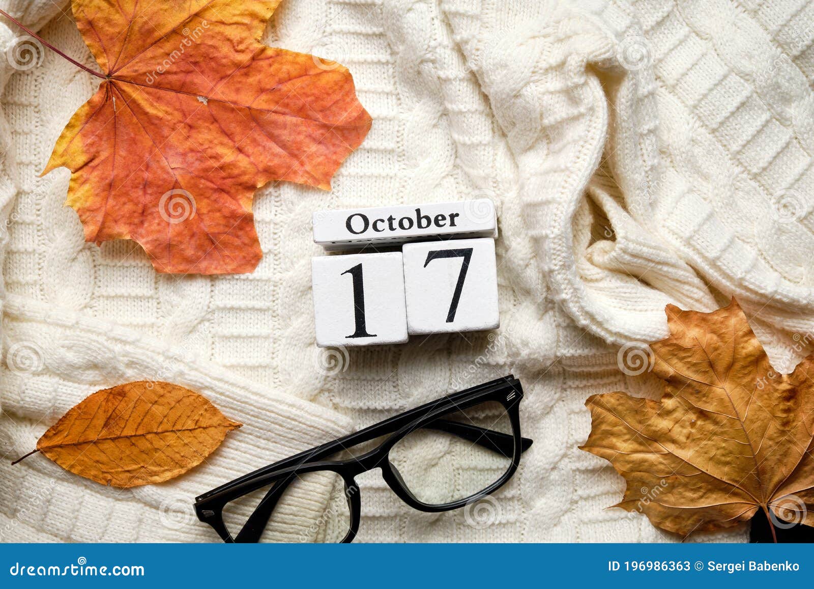 Seventeenth Day of Autumn Month Calendar October Stock Image - Image of ...