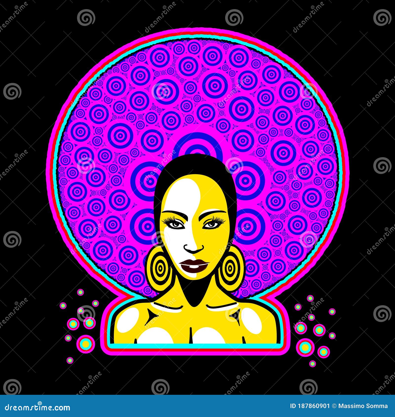 Seventies Woman in Acid Colors Stock Vector - Illustration of happy ...