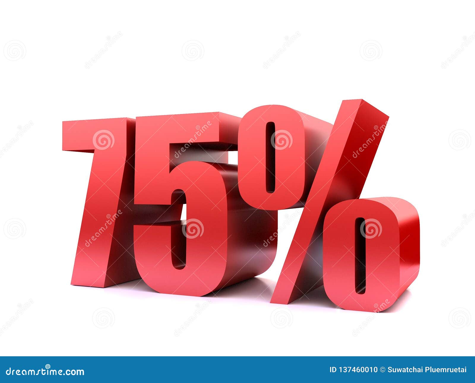 Seventy Five Percent 75 Symbol .3d Stock Illustration - Illustration of ...
