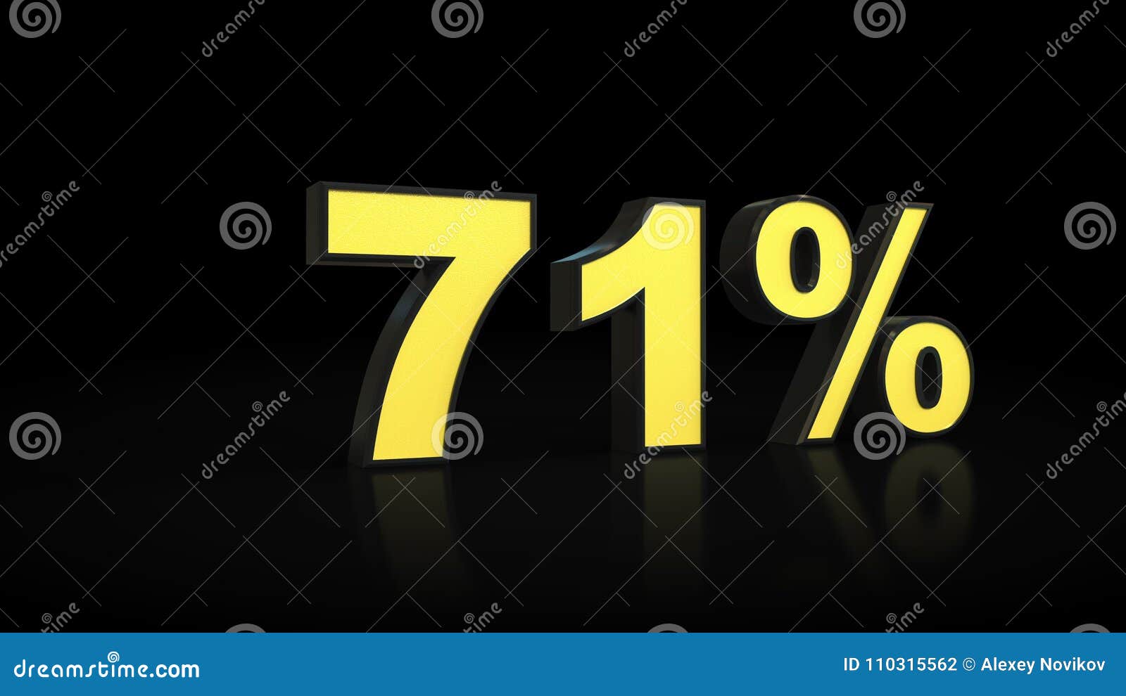 Seventy-one 71 Percent 3D Rendering Stock Illustration - Illustration ...