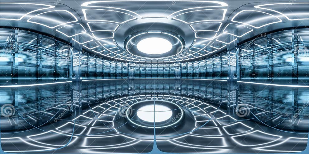 Sever Racks and Data Center, 360-degree Seamless Panoramic View, 3d ...