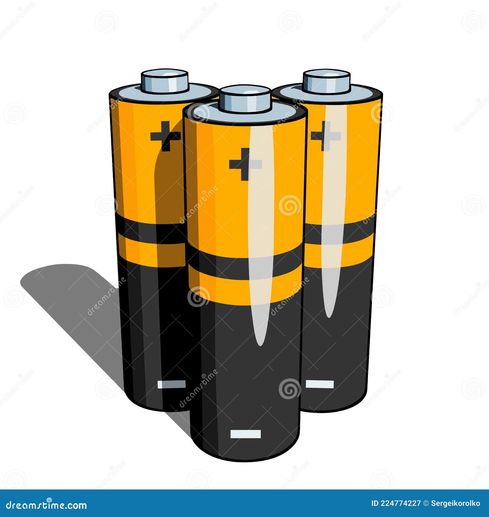 Several AA or AAA Batteries with Shadow Close-up in Perspective on a ...