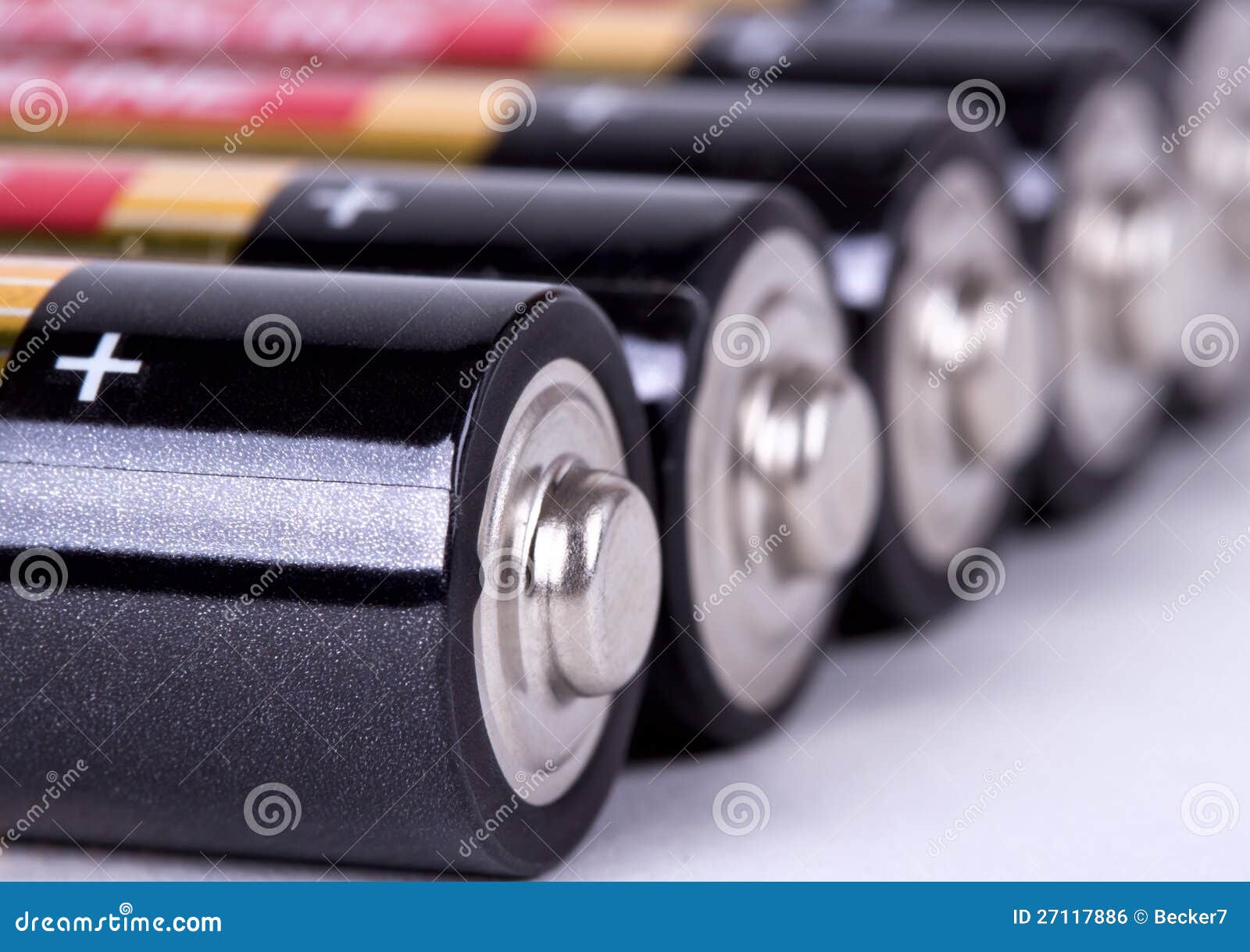 Several AA Batteries in Perspective Closeup View Stock Photo - Image of ...