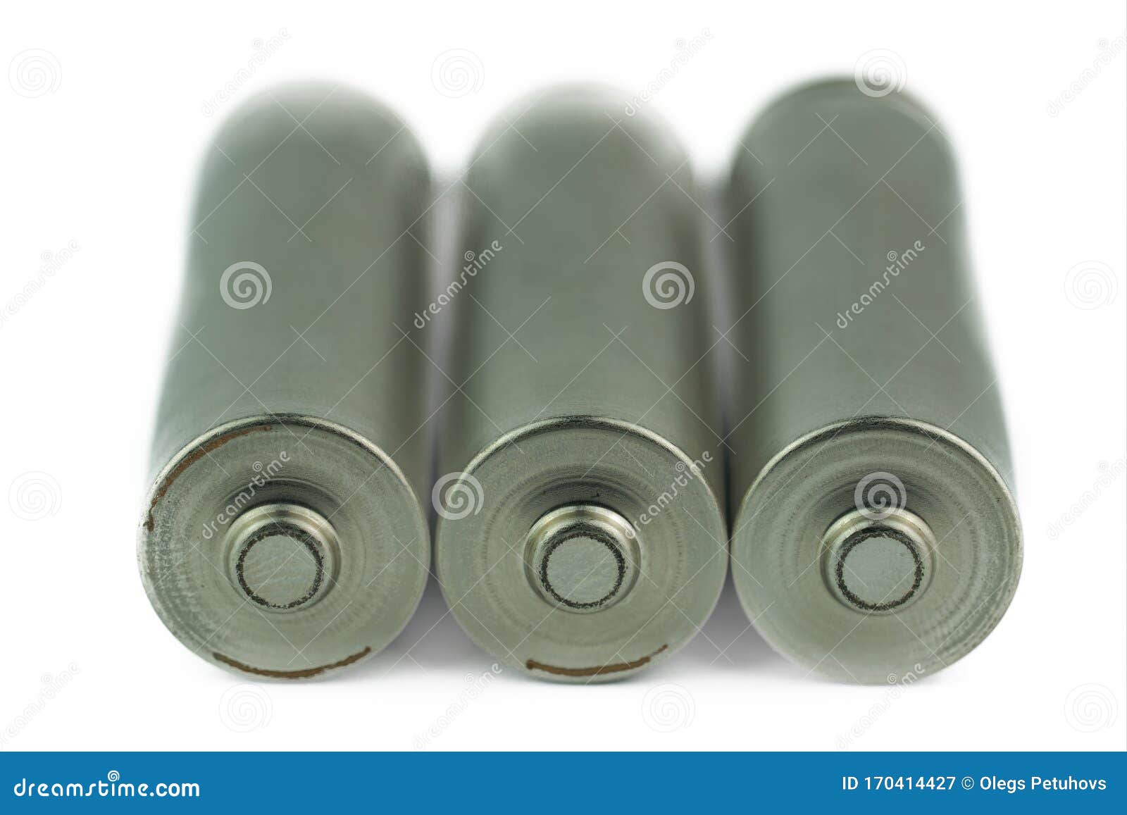 Several AA Batteries in Perspective Closeup View on White Background ...