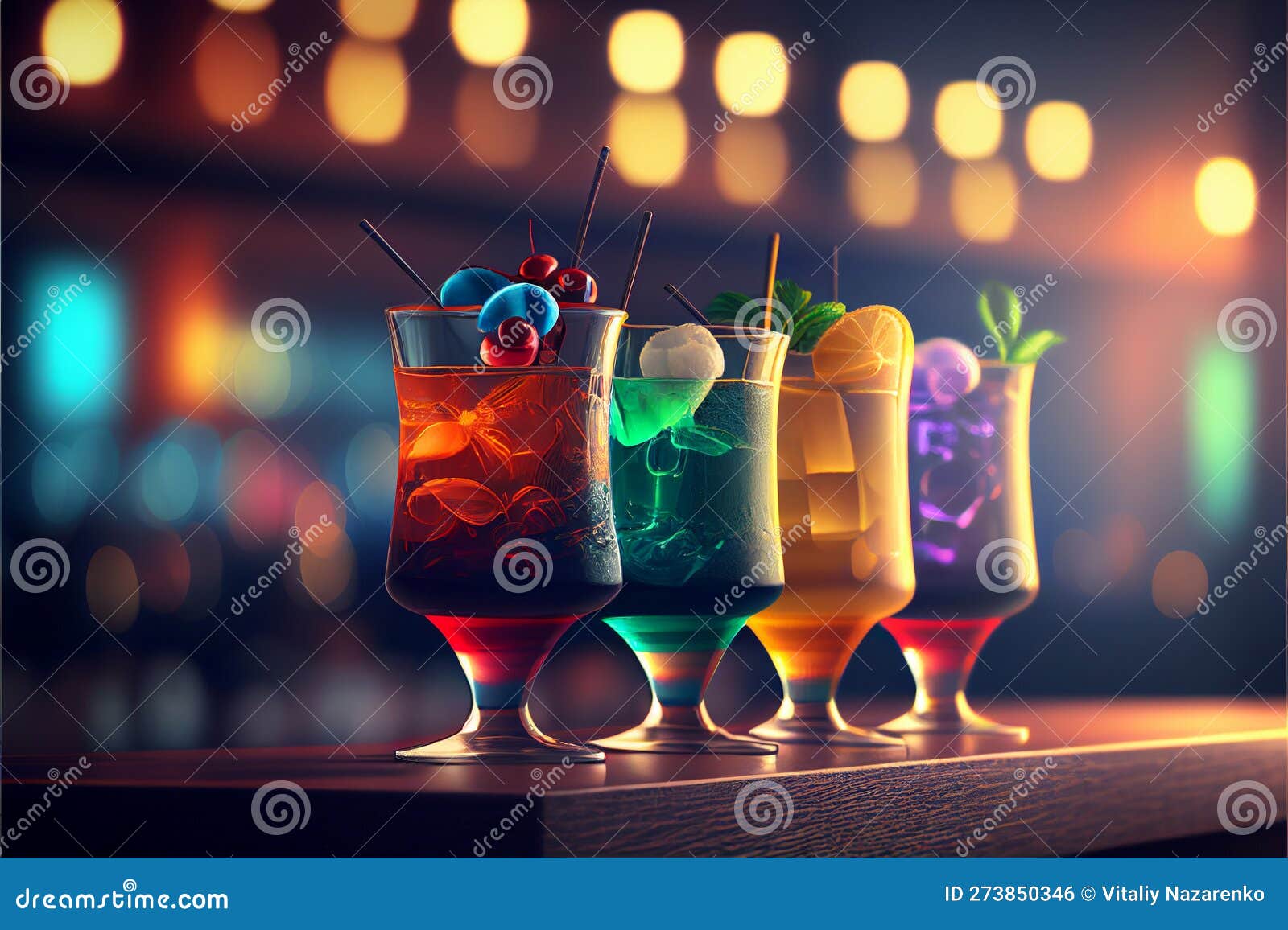 Several Alcoholic Cocktails on the Bar. AI Generated. Stock ...