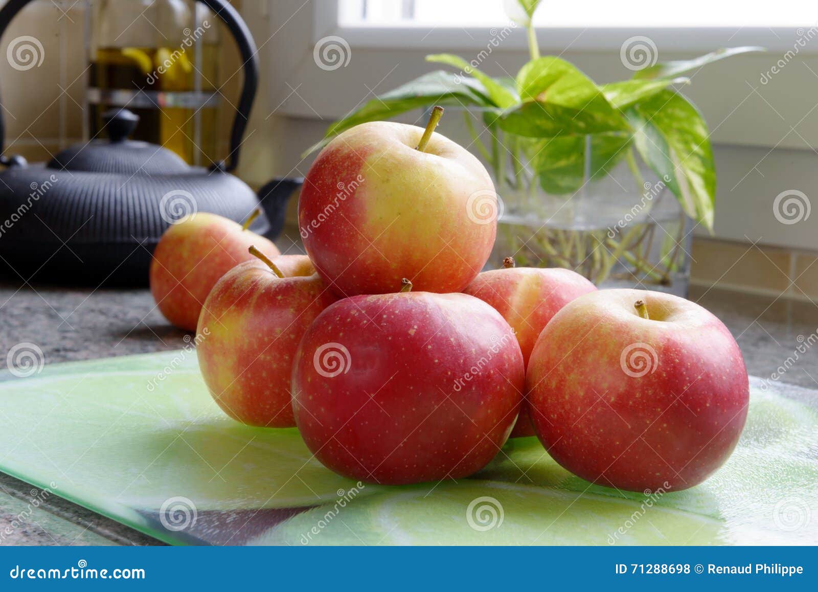 Several Apples in the Kitchen Stock Photo - Image of health, dieting ...