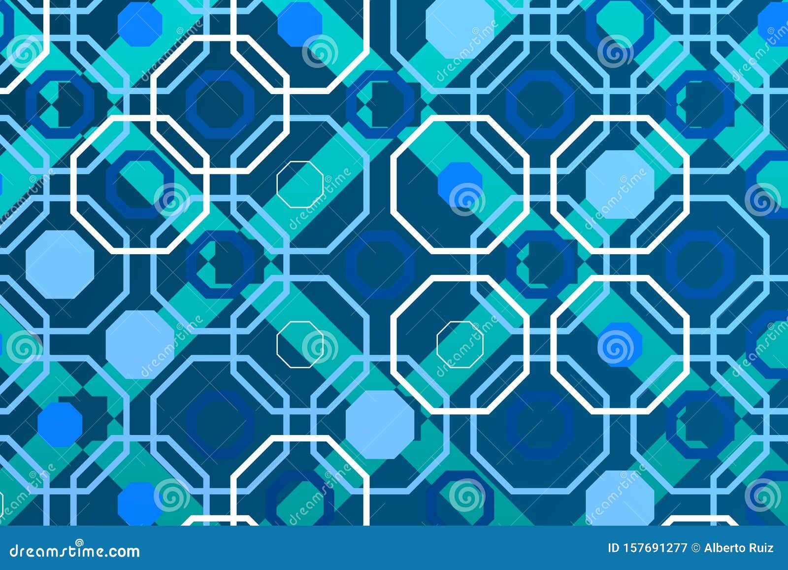 Several Arabic Octagon Over Blue Geometric Background Stock ...