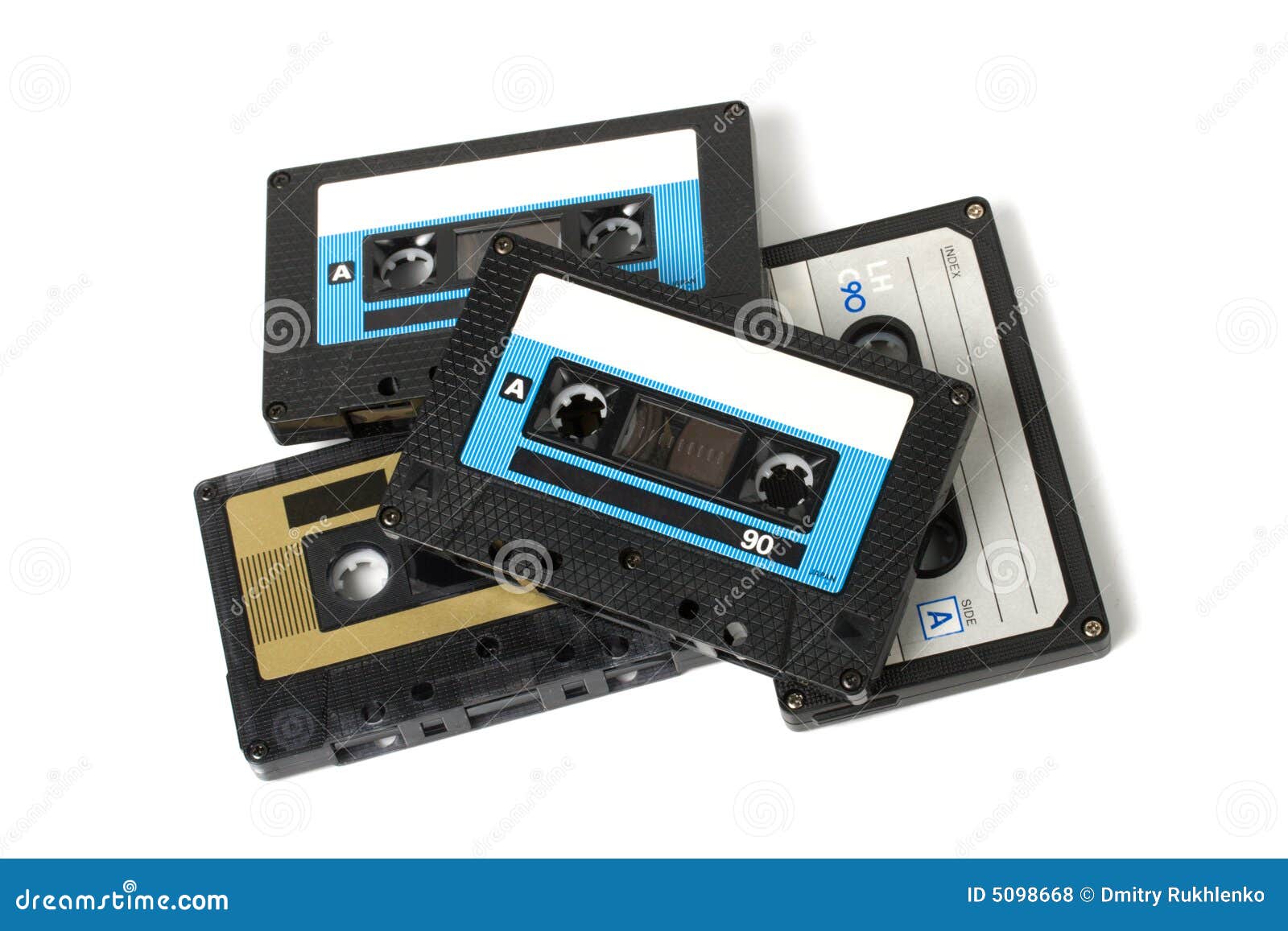 Several Audio Cassettes Isolated Stock Photo - Image of medium ...