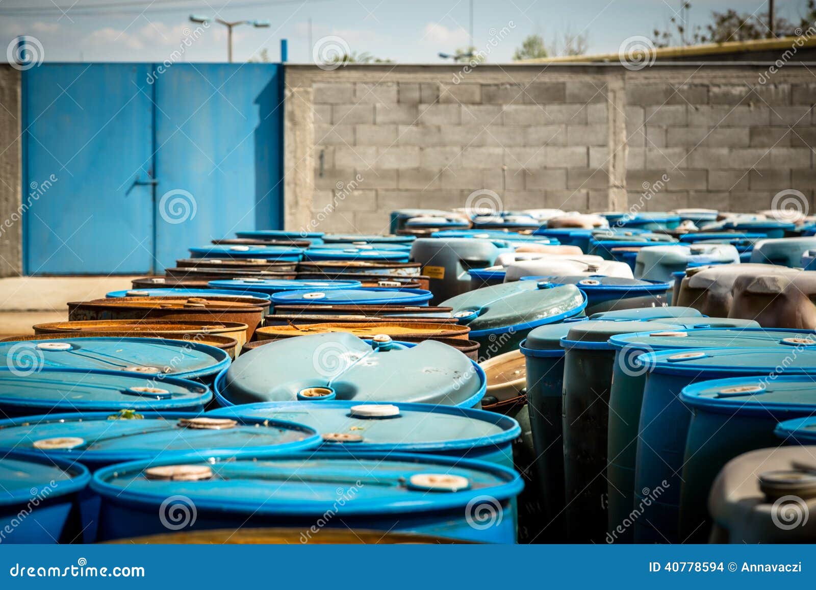 Several barrels of toxic stock photo. Image of pallet - 40778594