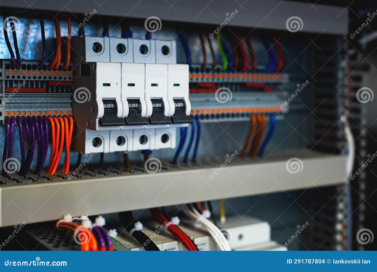 Several Batch Switches in an Electrical Control Cabinet on a Production ...
