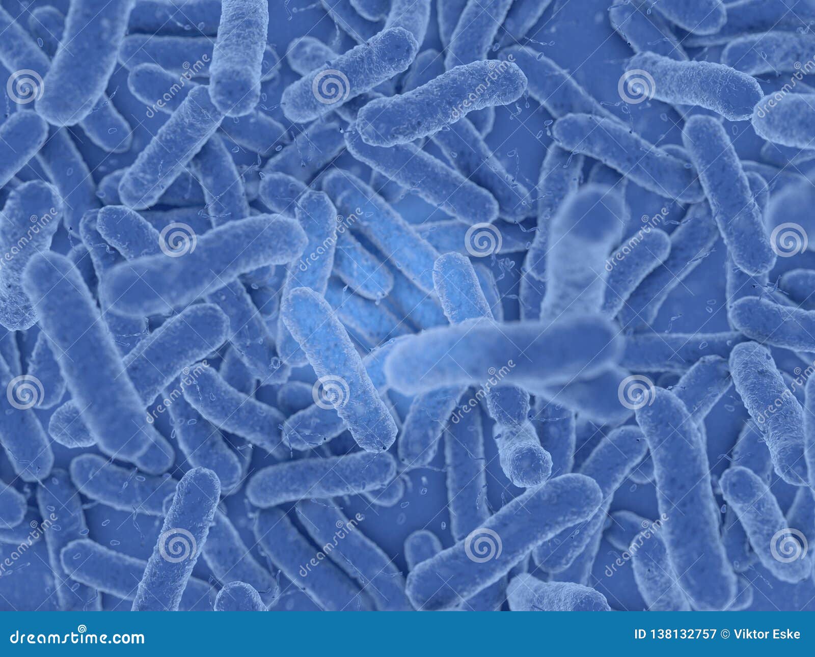 Blue Bacteria on Blue Background Stock Illustration - Illustration of ...