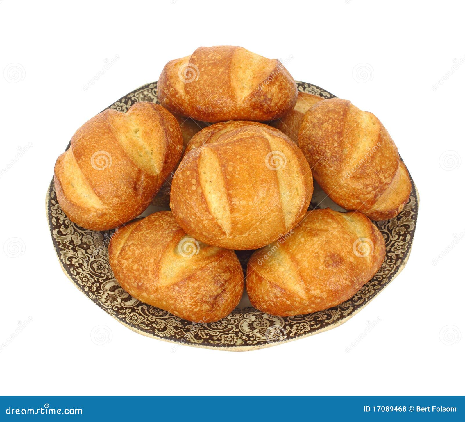 Several Bread Rolls on Old Plate Stock Photo - Image of bread, brown ...