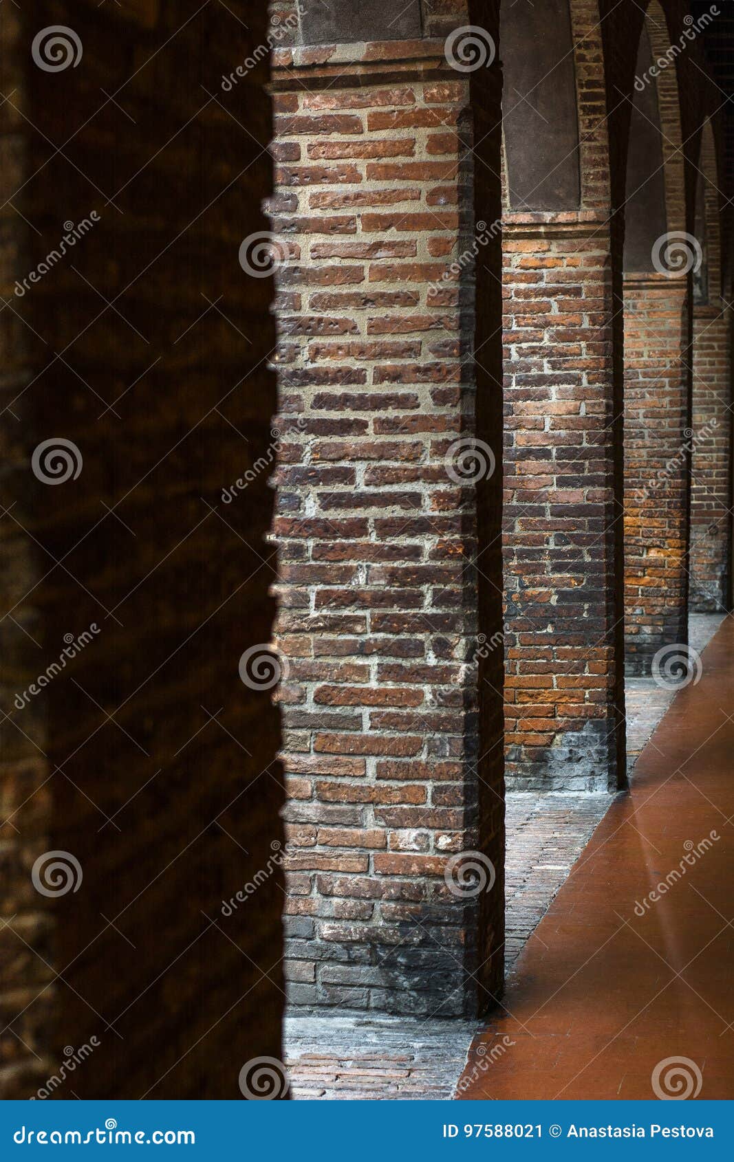 Several Brick Orange Column Stock Image - Image of bologna, vertical ...