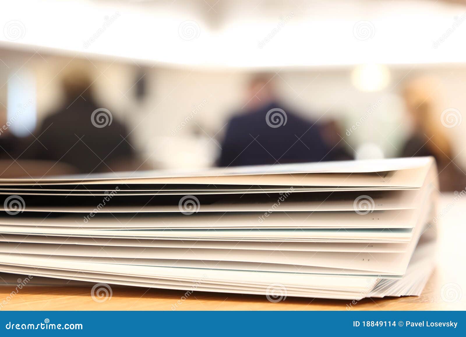 Several Brochures on Light Table Stock Photo - Image of magazines, book ...