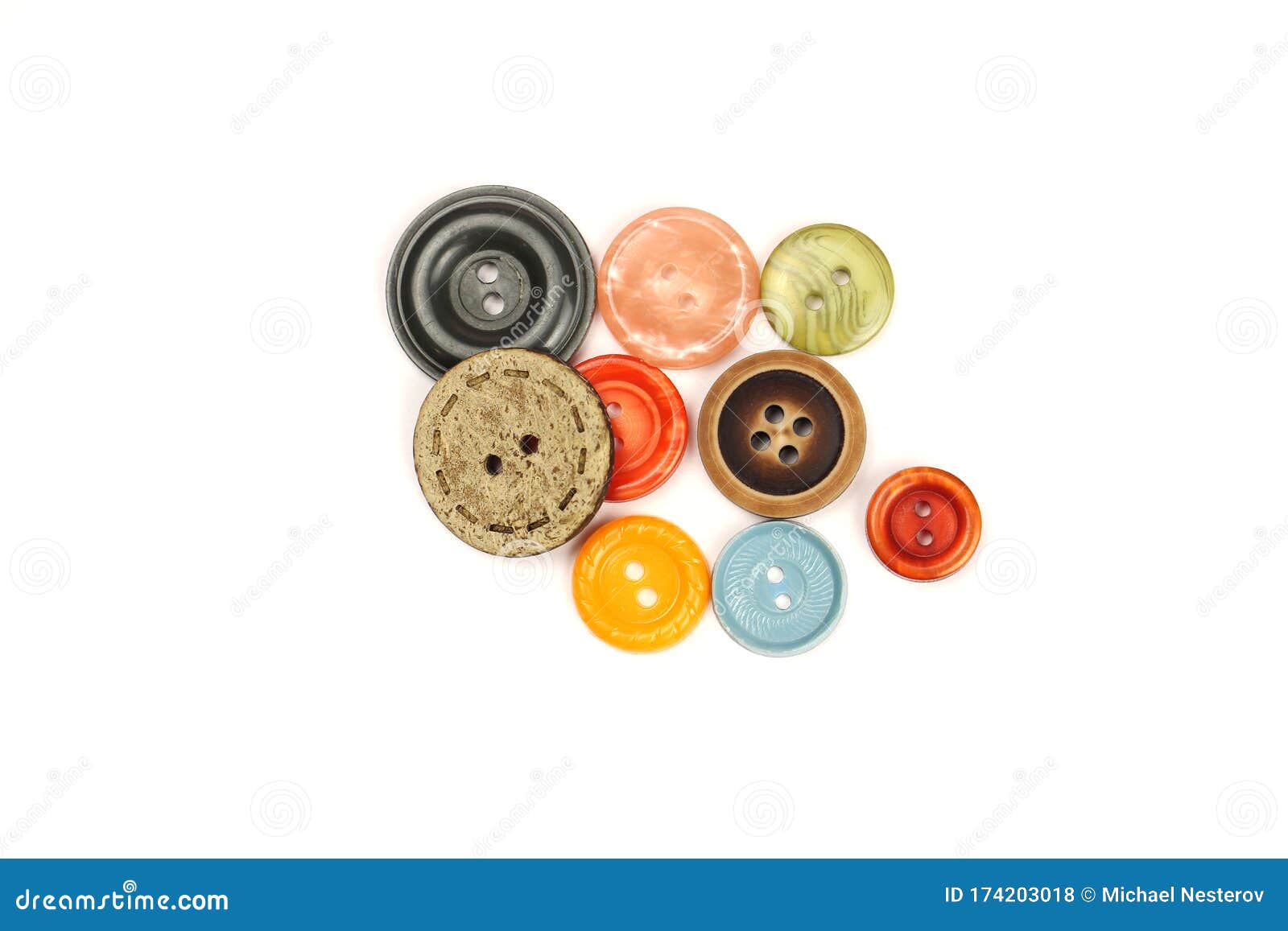 Several Buttons of Different Shapes, Sizes and Colors are Isolated on ...
