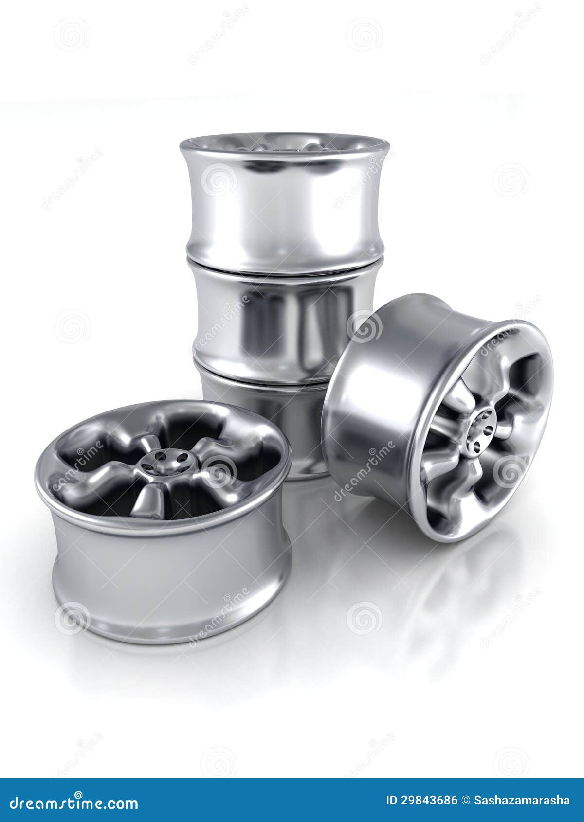 Several Cast Car Wheels on White Stock Illustration - Illustration of ...