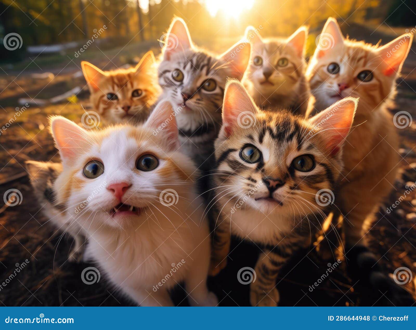 Several Cats Take a Group Selfie Stock Photo - Image of friend, mobile ...