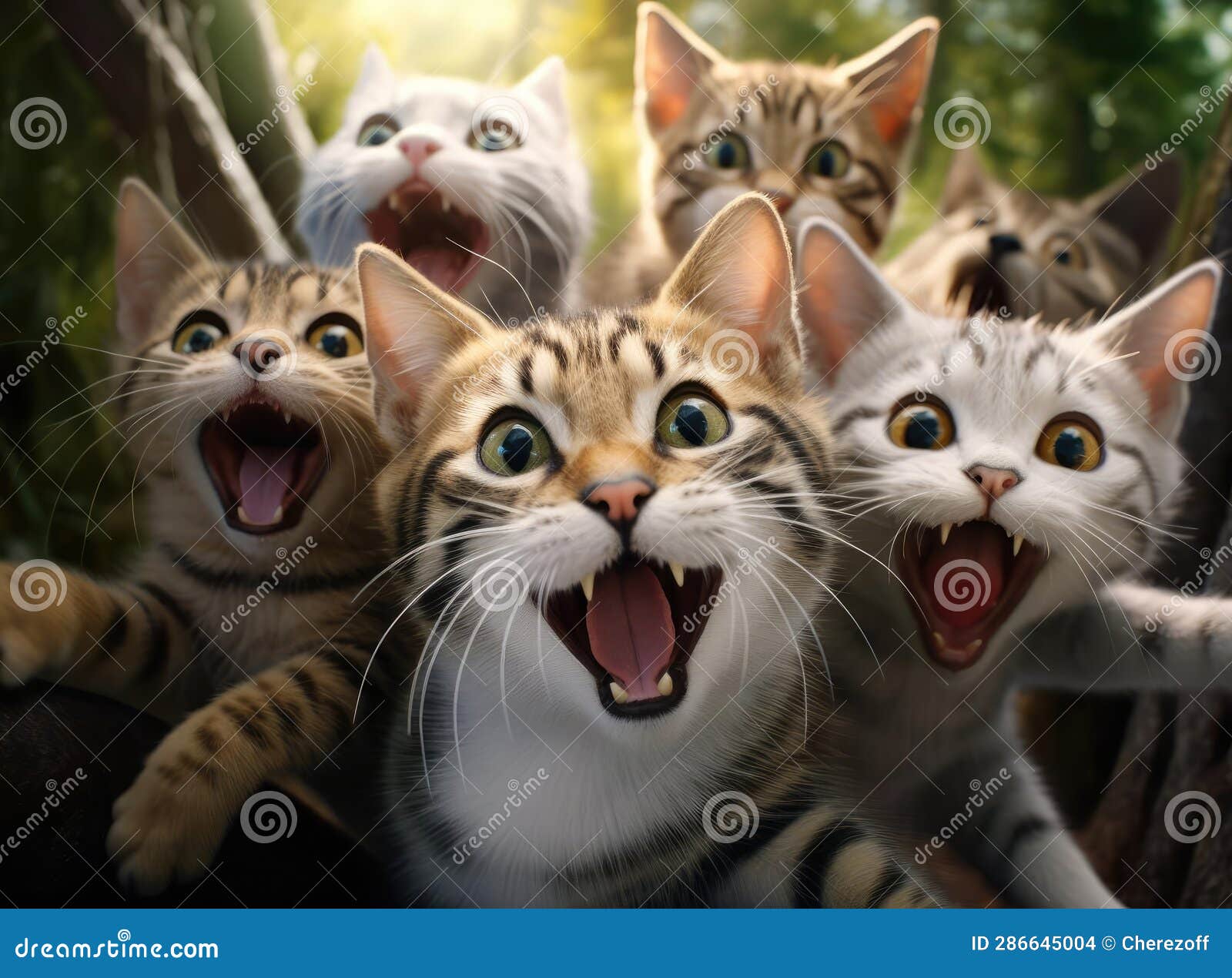 Several Cats Take a Group Selfie Stock Photo - Image of snapshot, group ...