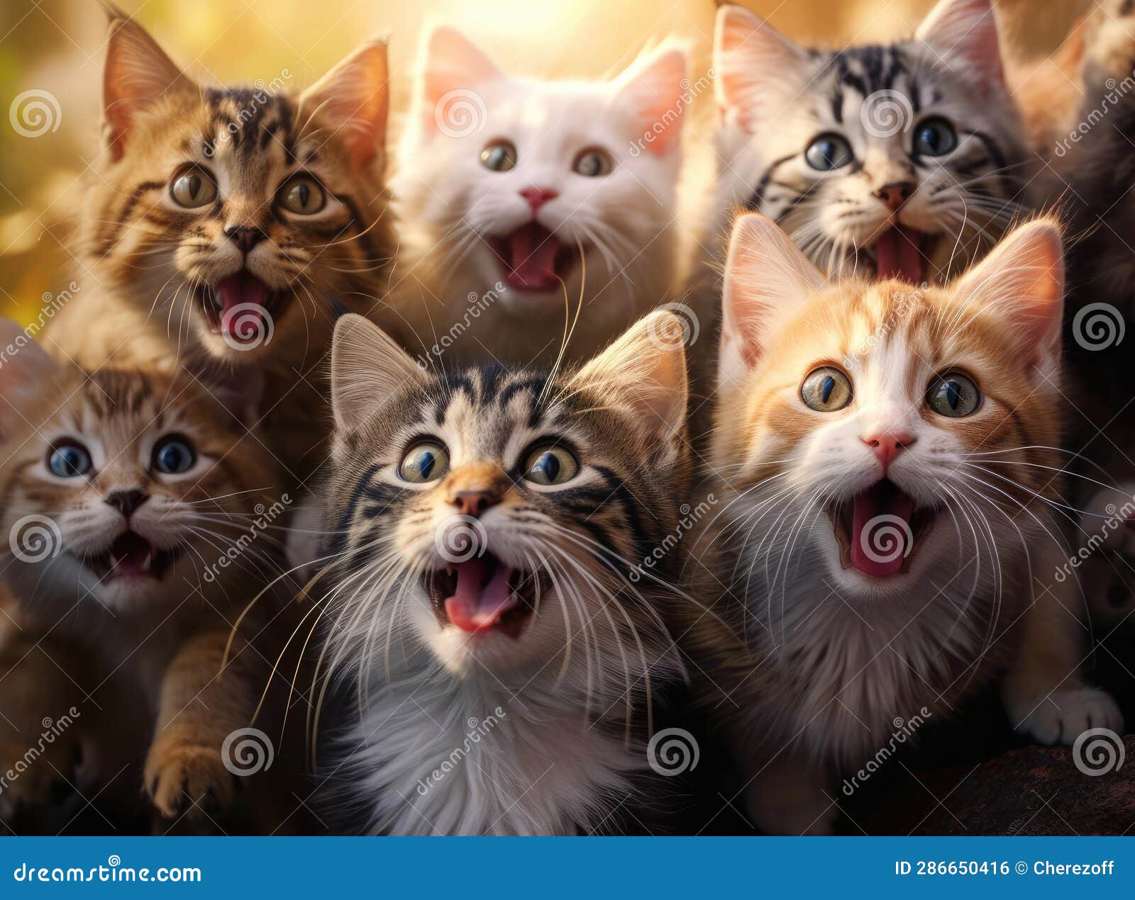 Several Cats Take a Group Selfie Stock Photo - Image of owner, young ...