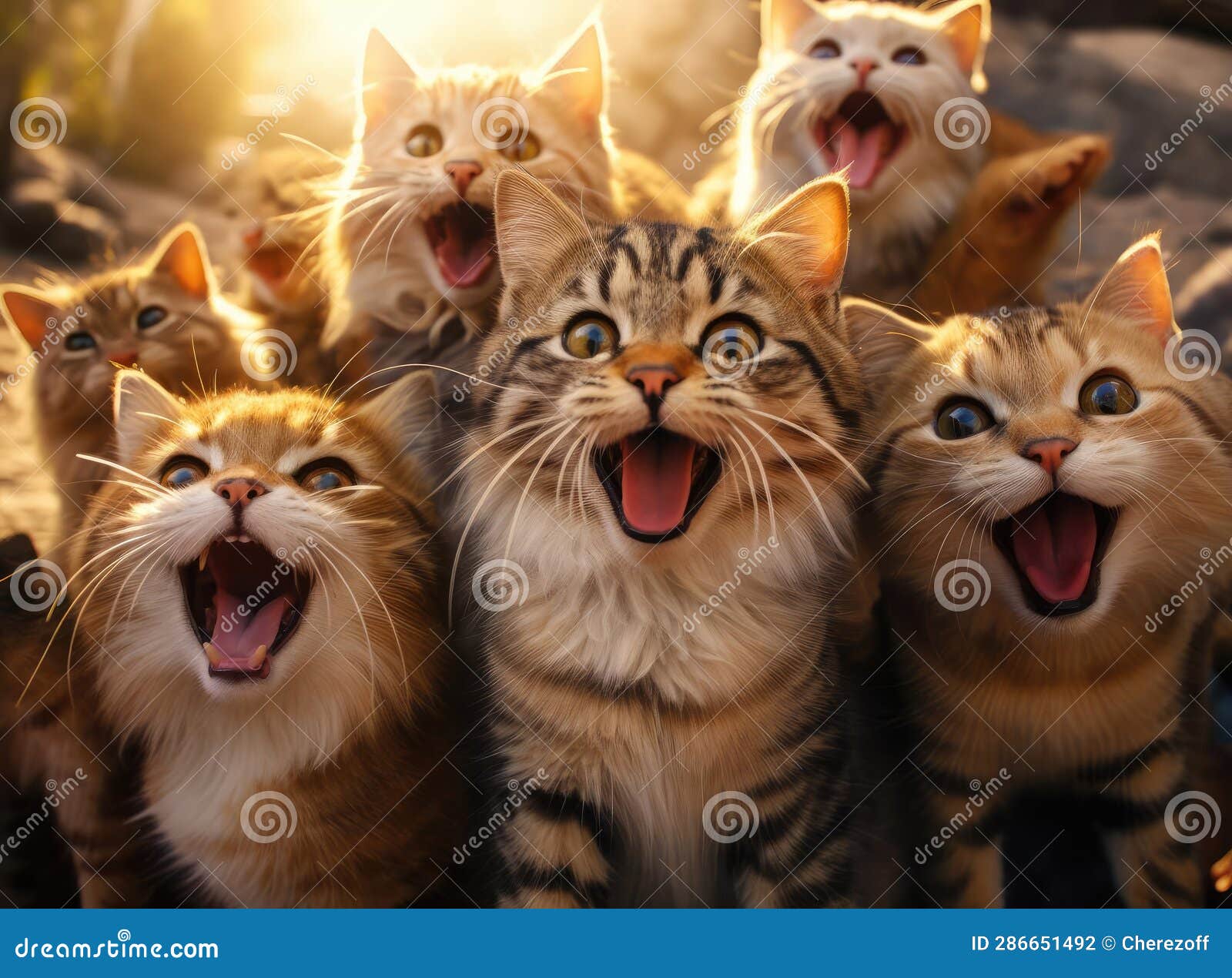 Several Cats Take a Group Selfie Stock Photo - Image of mobile, friend ...
