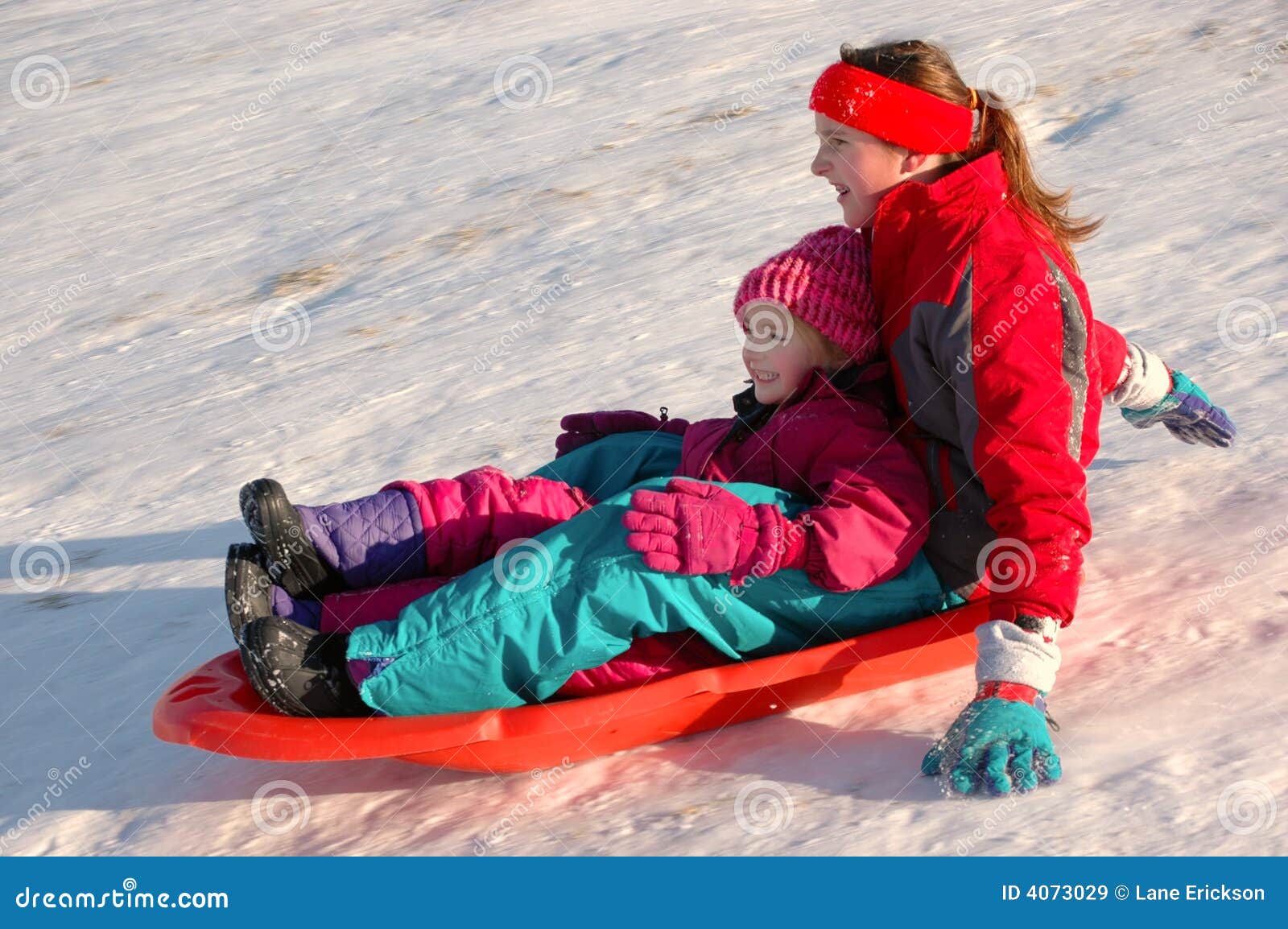 Several Children Sledding stock image. Image of zippy - 4073029