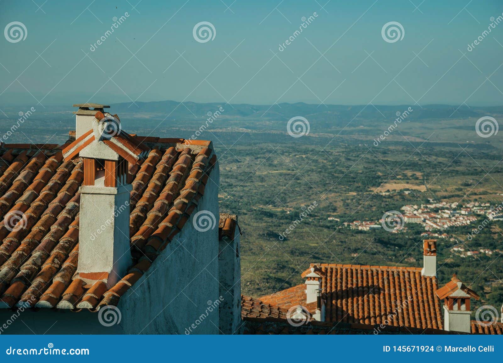 Several Chimneys Over Rooftop of Old House Stock Photo - Image of home ...